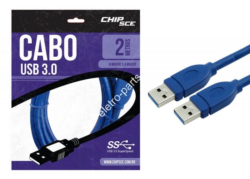 Cabo USB Macho x USB Macho 3.1 com 2M - Eletro Parts