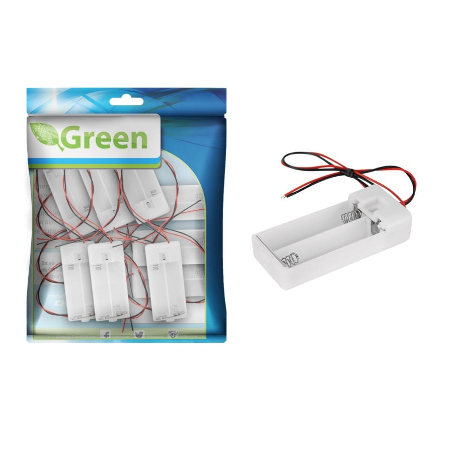 Porta Pilhas 2x AA com Chave ON/OFF - Eletro Parts