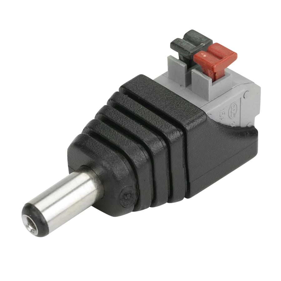 Plug P4 Macho 2,1x5,5mm com Borne Engate Rápido - Eletro Parts