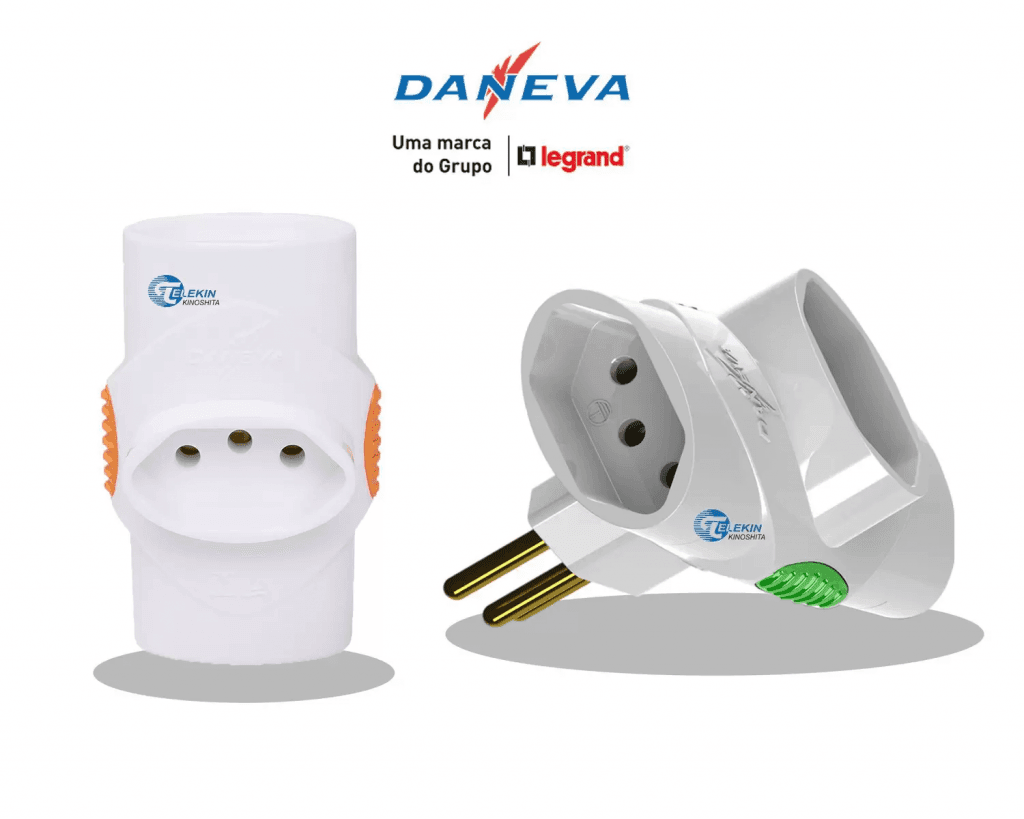 Adaptador de Tomadas Tipo T com 3 Tomadas de 3 Pinos - Daneva