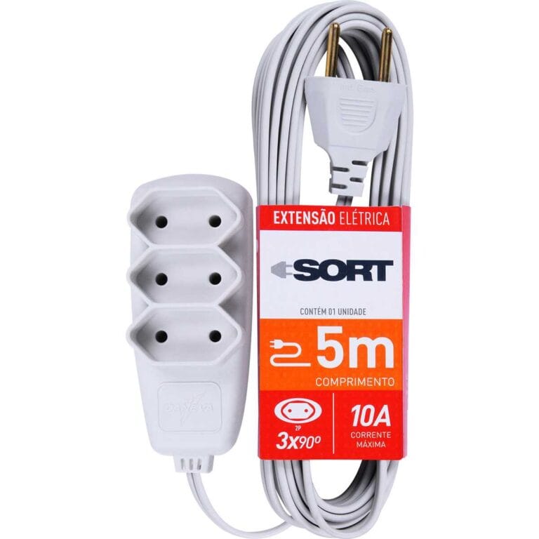 Extensão Elétrica 5M C/ 3 Tomadas cor Gelo - Daneva DN1514