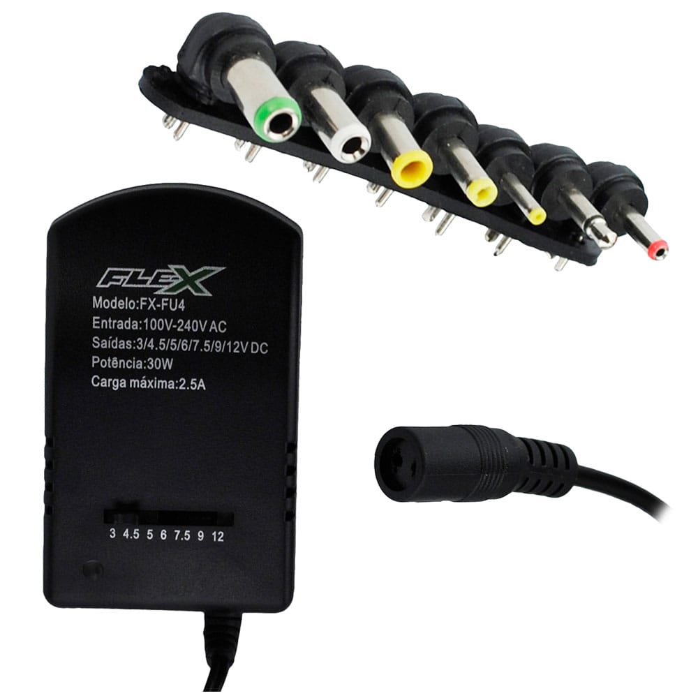 Fonte Universal 3,5A c/ 7 Tipos de Plugs - Eletro Parts