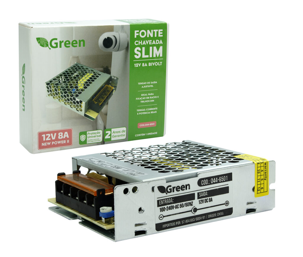 Fonte 12V x 8A Tipo Colmeia Slim – Bivolt - Eletro Parts