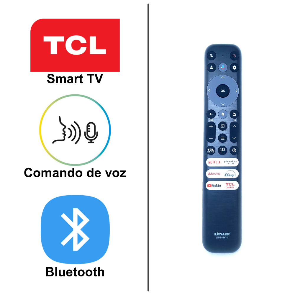 Controle TCL Smart - RC902V / Com Bluetooth e Comando de Voz - Eletro Parts
